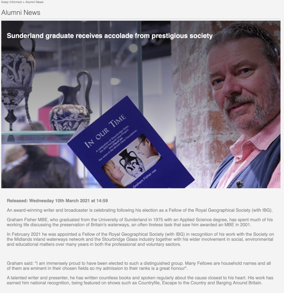 Graham Fisher Alumni News - British Glass Foundation